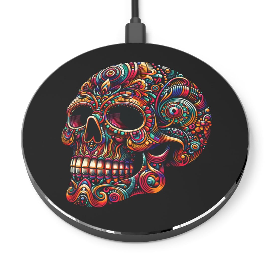 Halloween Wireless Charger, Dia De Los Muertos Skull Charger, Spooky ...