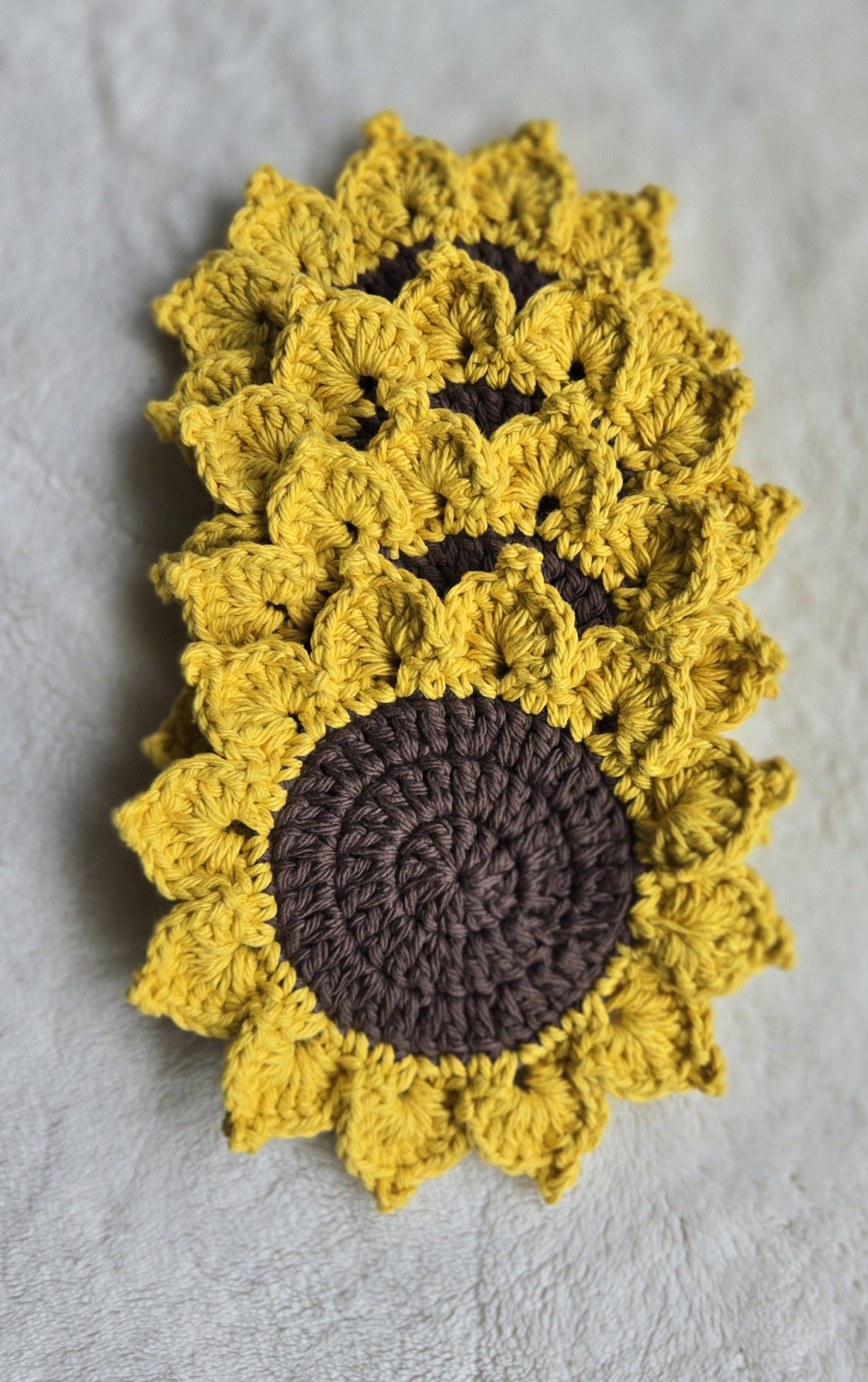 Sunflower Coasters - Crochet Sunflower Coaster (set of 4) - Etsy