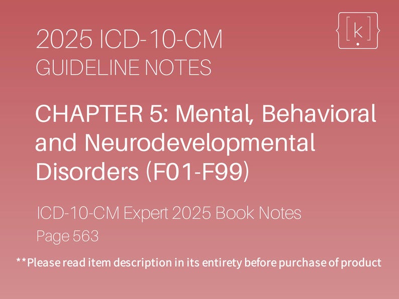 2025 ICD-10-CM Chapter 5 Guideline Notes ICD10CM Book Notes - Etsy