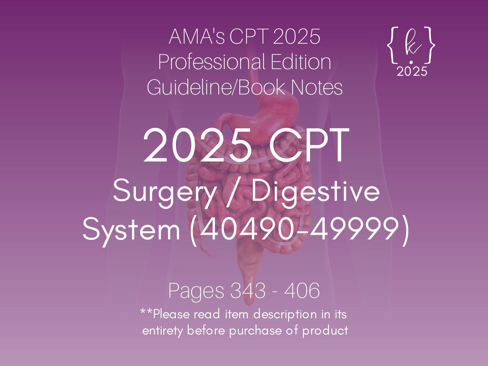 2025 CPT Surgery Digestive System Book Notes - Etsy