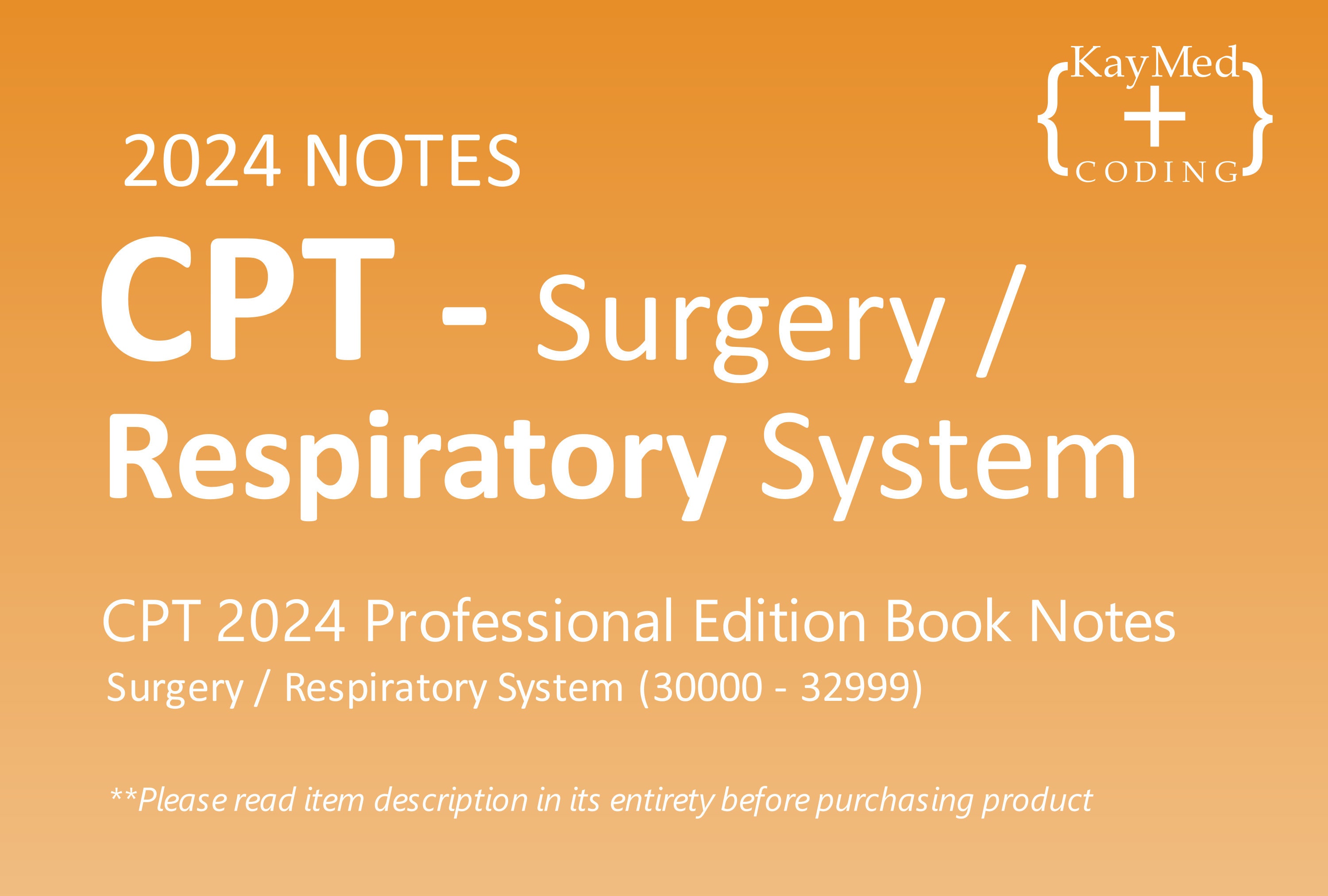 2024 CPT Surgery / Respiratory System Book Notes - Etsy