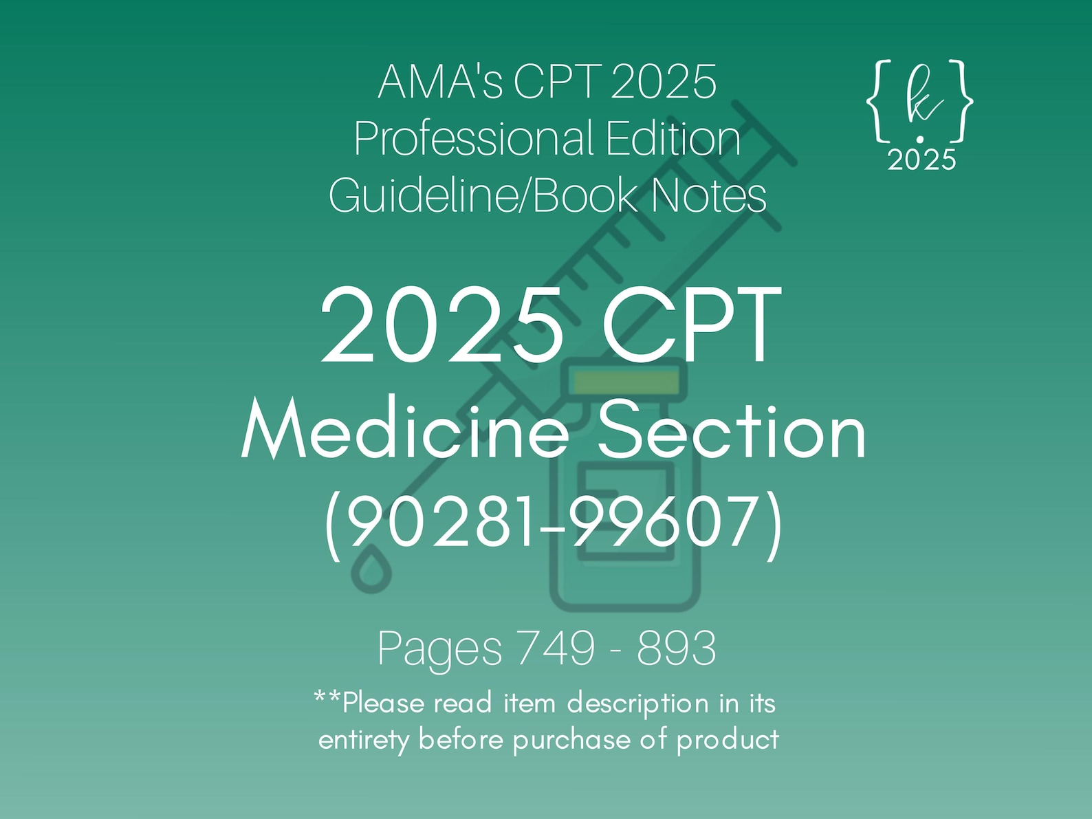 2025 CPT Medicine Section Book Notes - Etsy