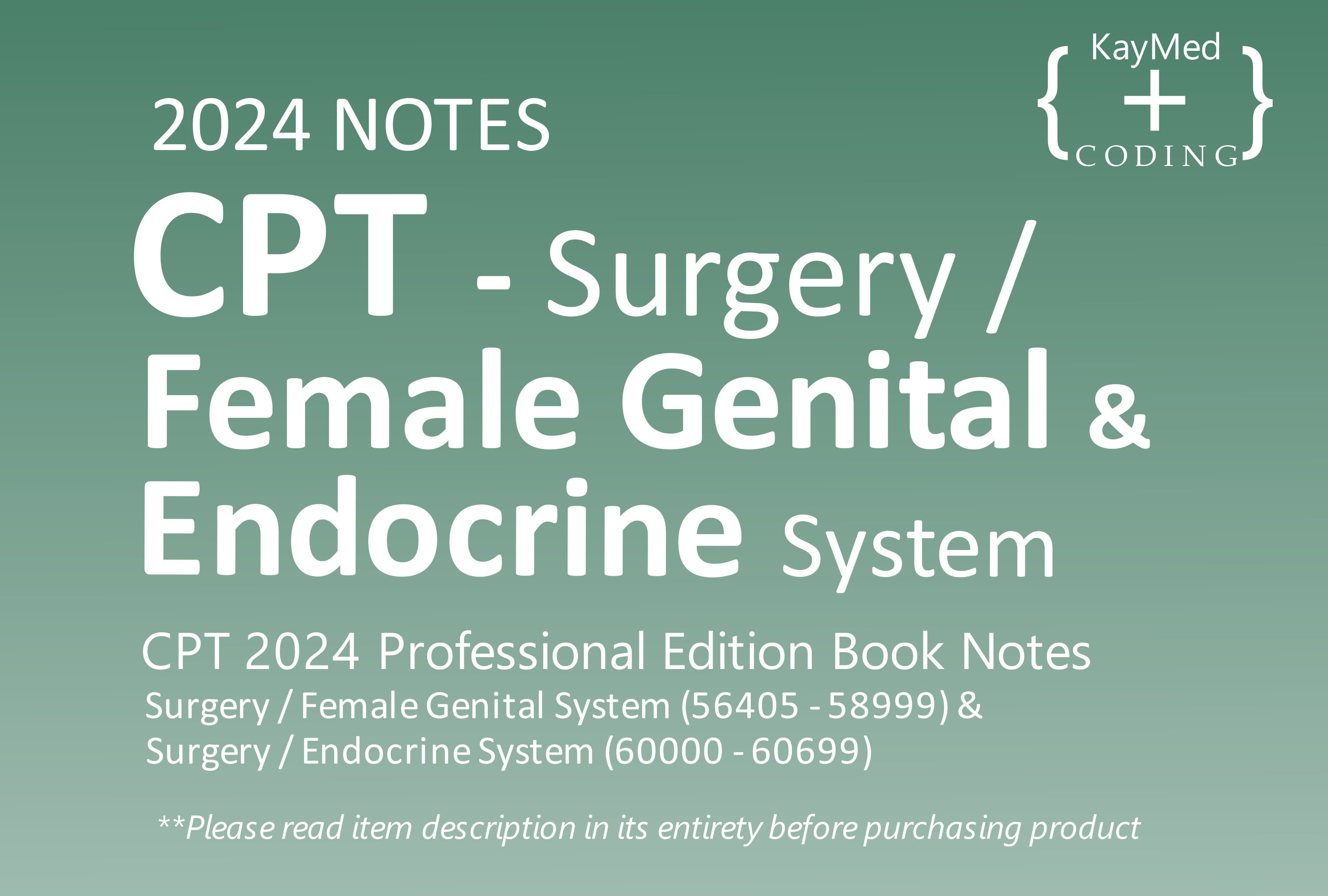 2024 CPT Surgery / the Female Genital and Endocrine System CPT Book ...