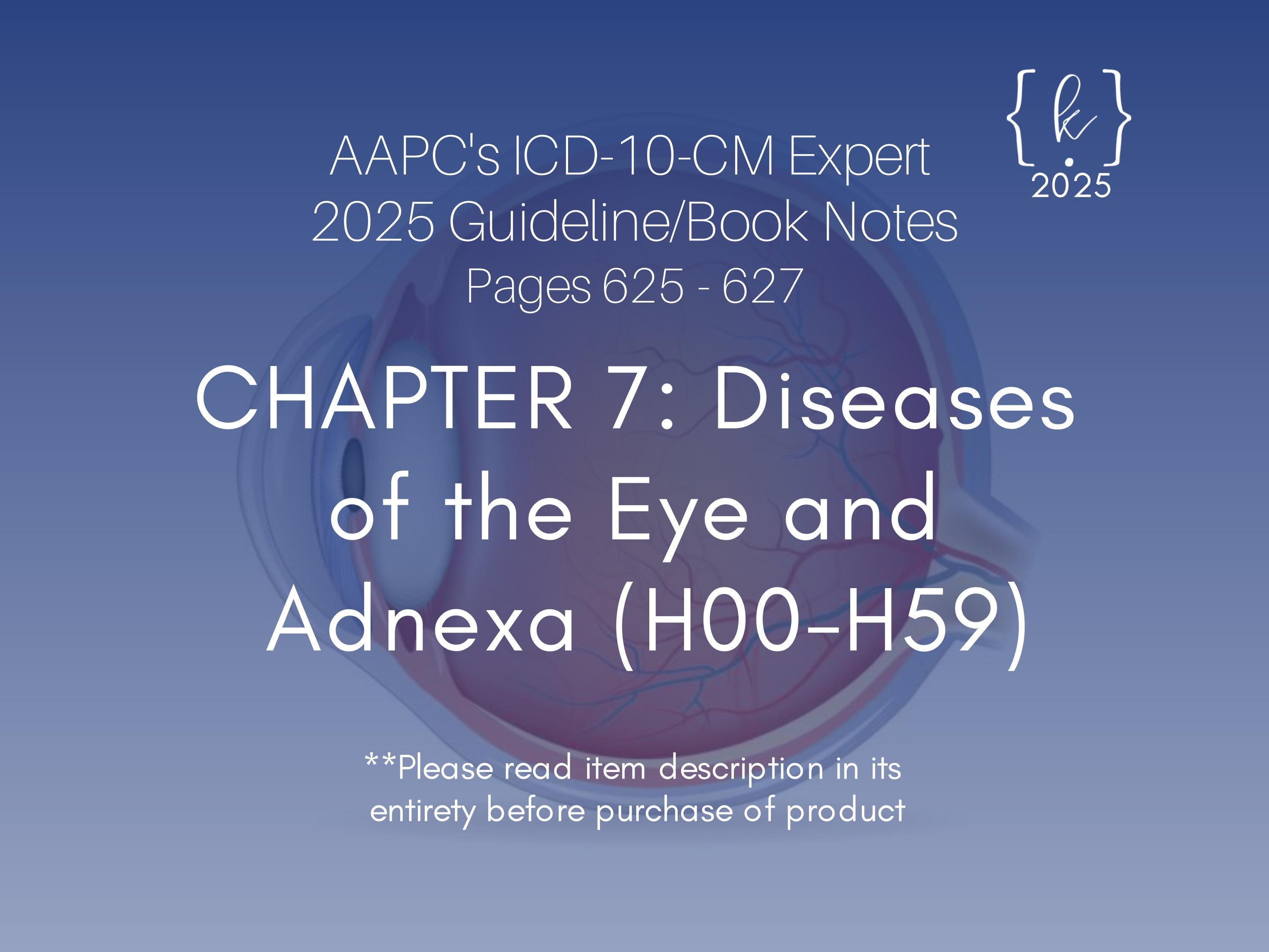 2025 ICD-10-CM Chapter 7 Eye Diseases Guideline Notes (PDF Pattern) - Etsy