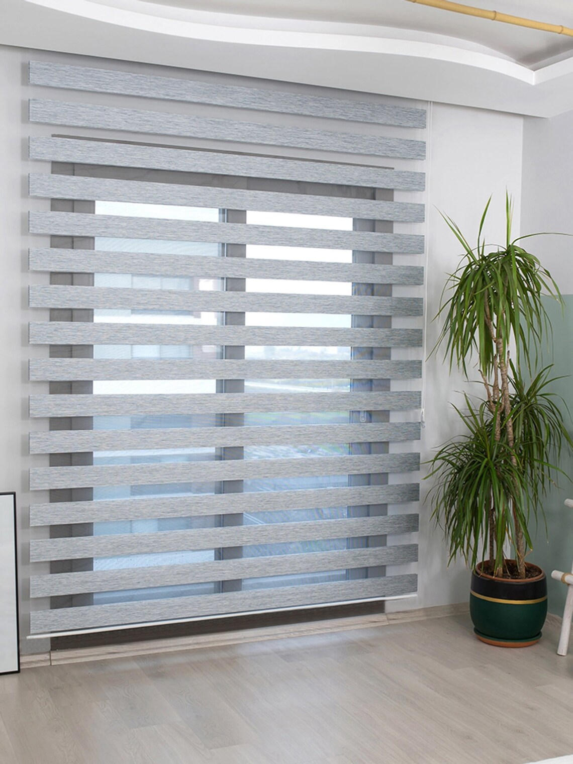 Gray Bamboo Zebra Roller Blinds, Window Treatments / Curtain / Shades ...
