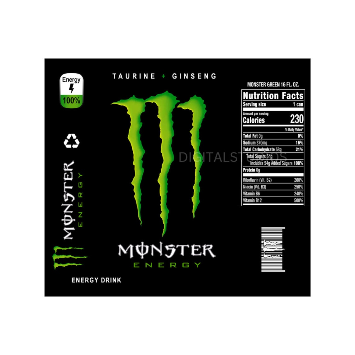 Black MONSTER Energy Drink 20oz Tumbler Wrap - Etsy