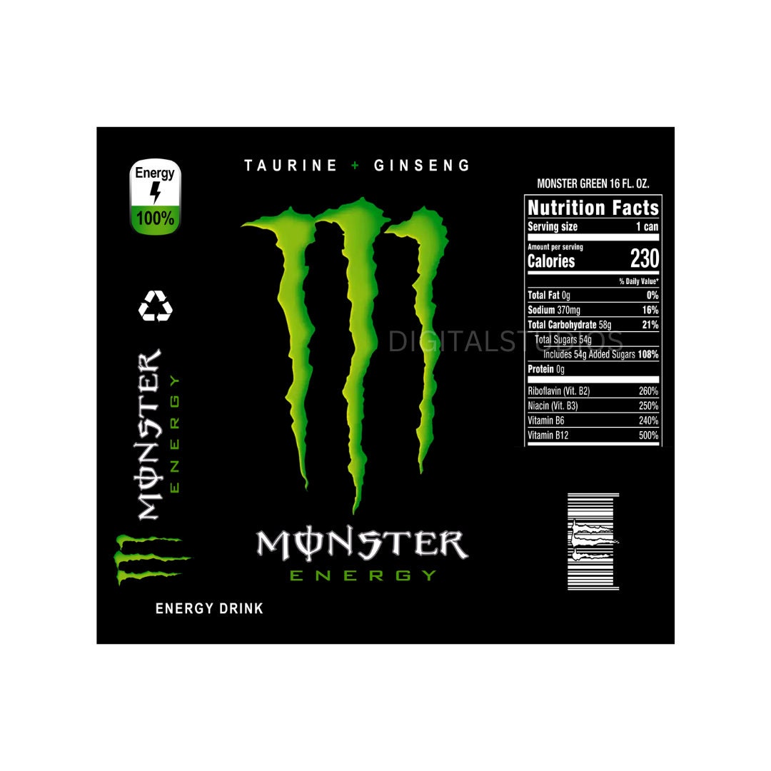 Black MONSTER Energy Drink 20oz Tumbler Wrap - Etsy