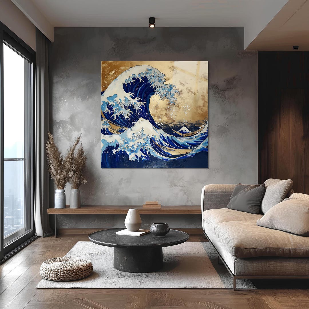 Blue Glass Wall Art, Ocean Theme Wave Design Wall Decor, Beach House ...