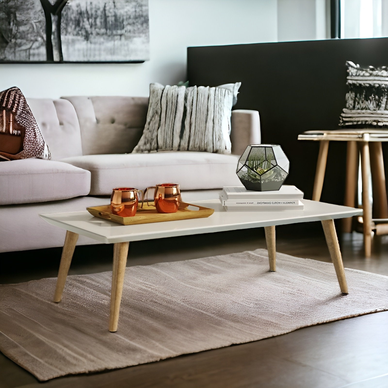 Coffee Table | Two Tone Aesthetic Table | Solid Wood | Modern Living ...