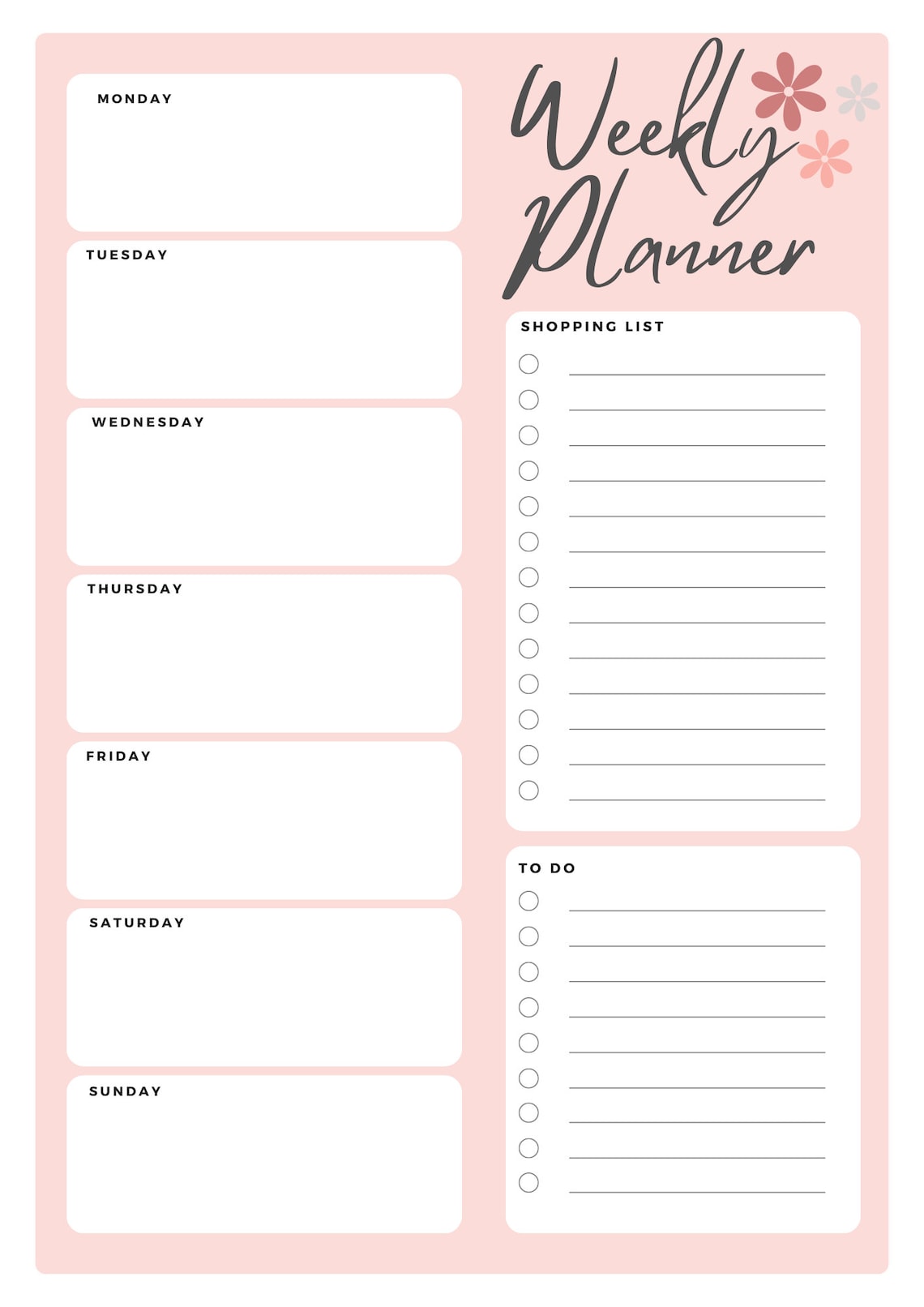 Weekly Planner Printable PDF, Minimalist Weekly Planner, Simple Planner ...