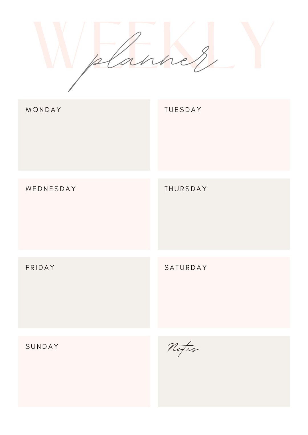 2025 Weekly Planner Printable PDF, Minimalist Weekly Planner, Simple ...