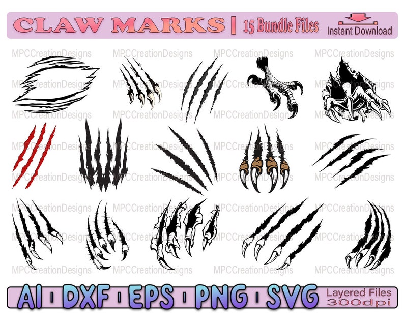Claw SVG Bundle, Claw PNG Bundle, Claw Clipart, Dino Claw, Marks Svg ...