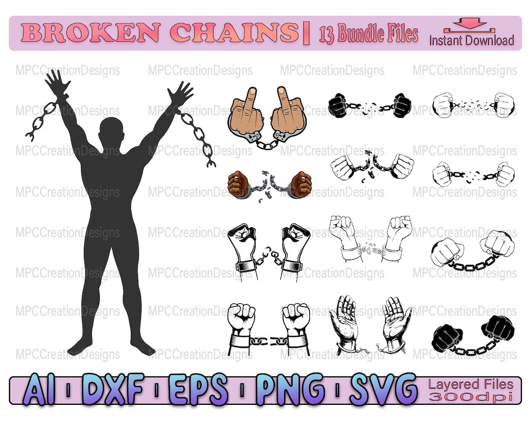 Broken Chain Svg, AI, Eps, Svg, Dxf, Png, Silhouette, Digital Image ...