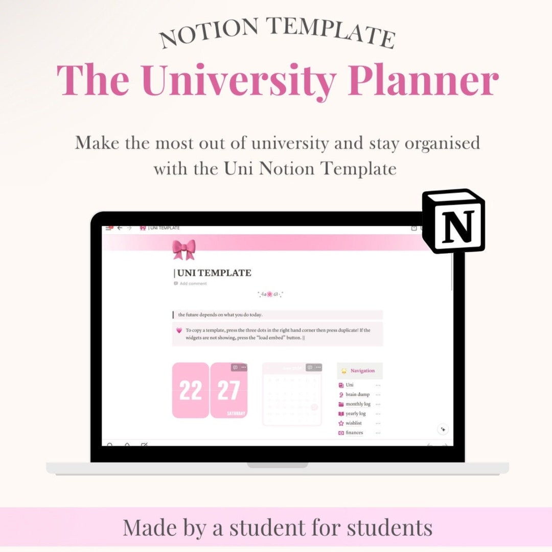 Simple Notion Template for University, Uni Notion Template, Academic ...