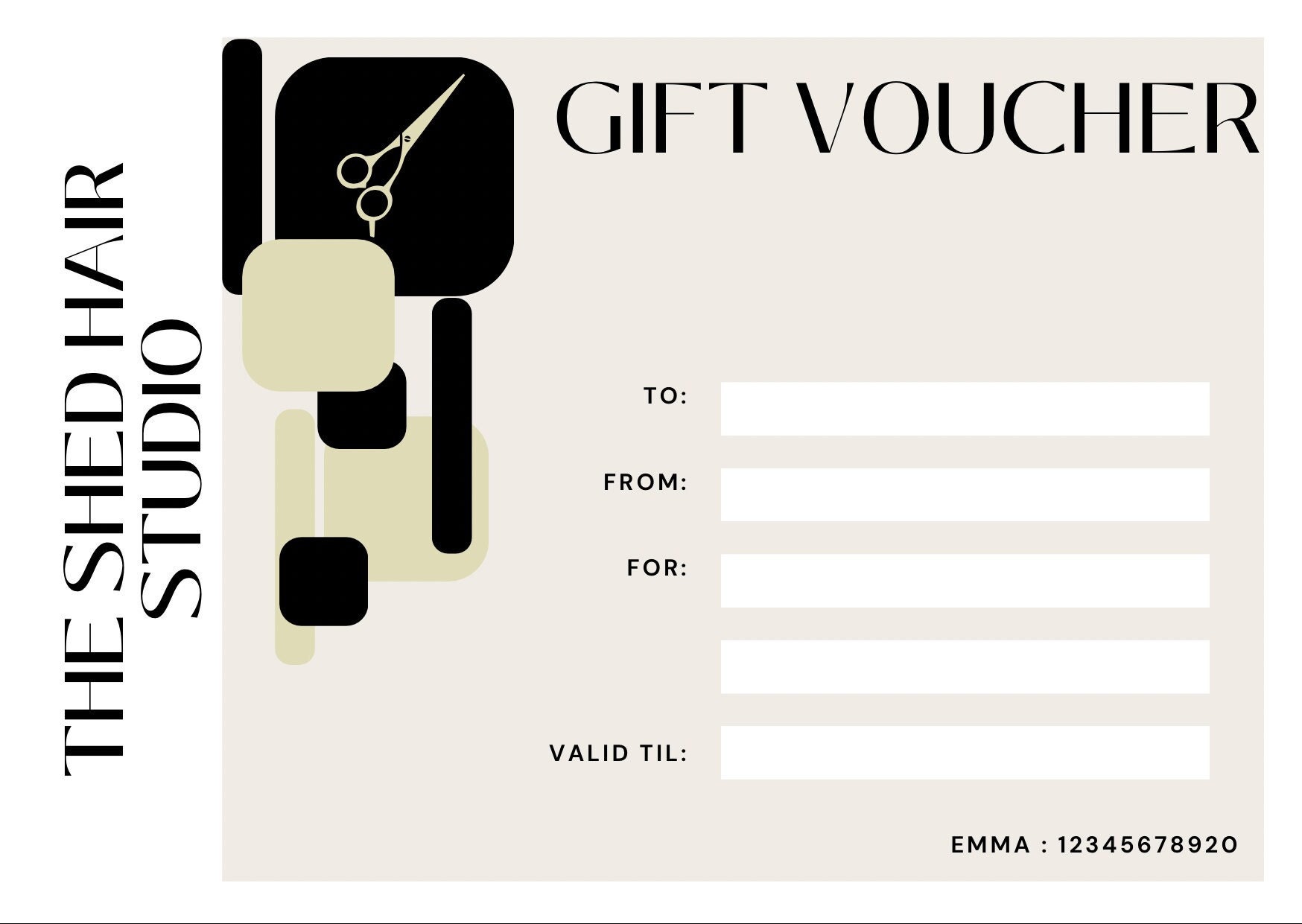 Beige and Black Hairdresser Gift Voucher - Etsy