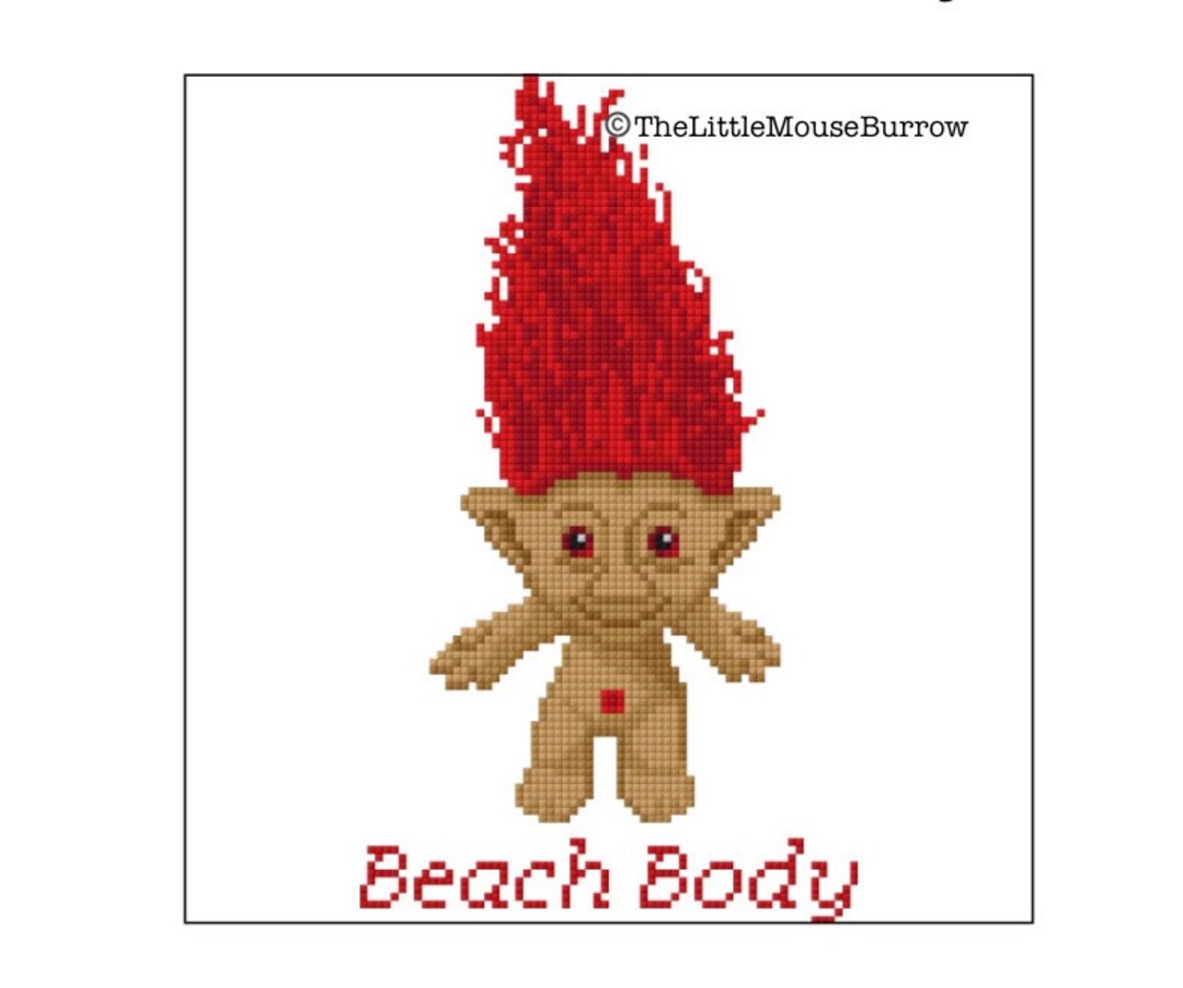 Red Troll Beach Body Cross Stitch Pattern - Etsy