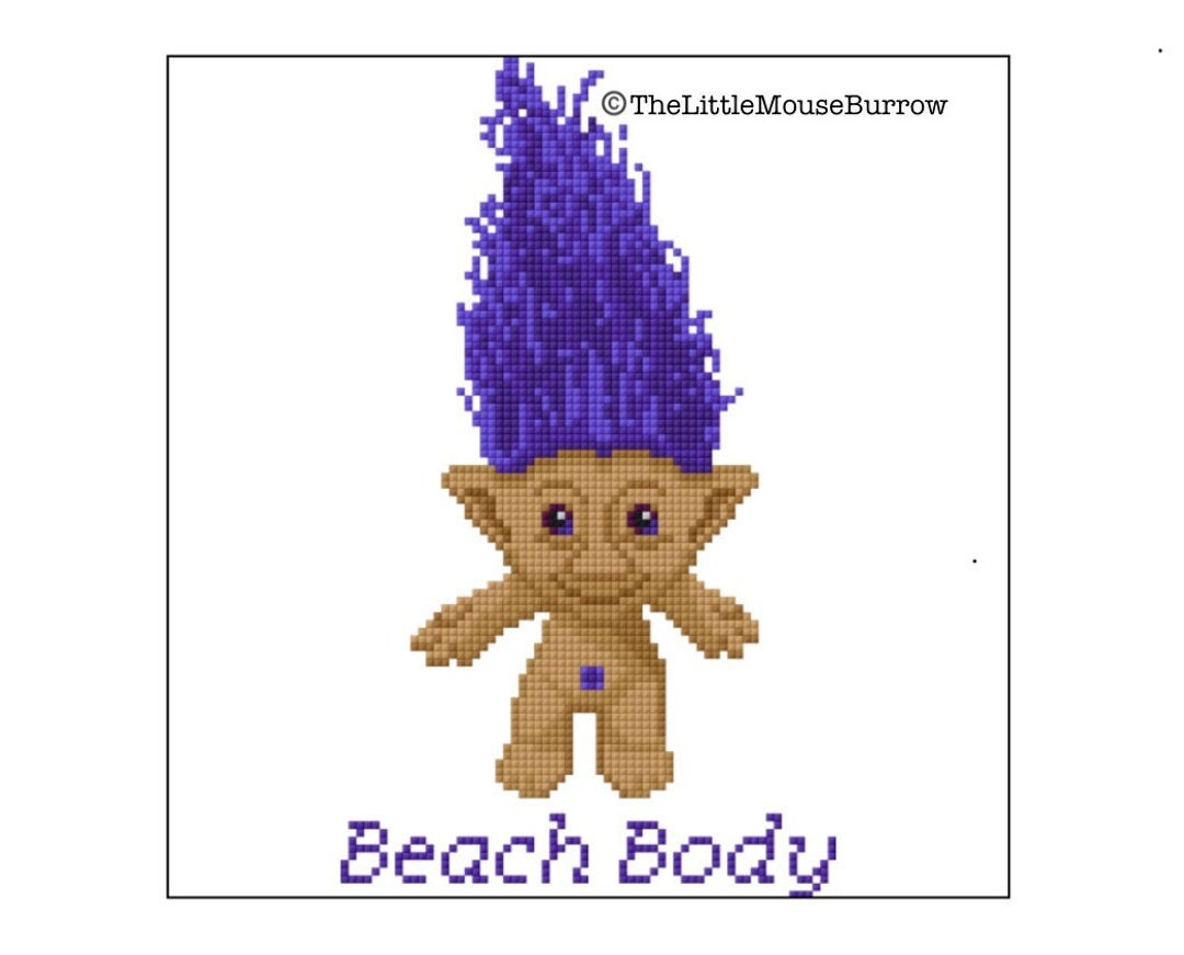 Purple Troll Beach Body Cross Stitch Pattern - Etsy