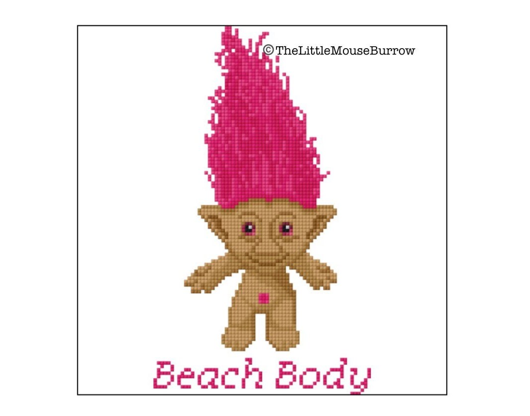 Pink Troll Beach Body Cross Stitch Pattern - Etsy