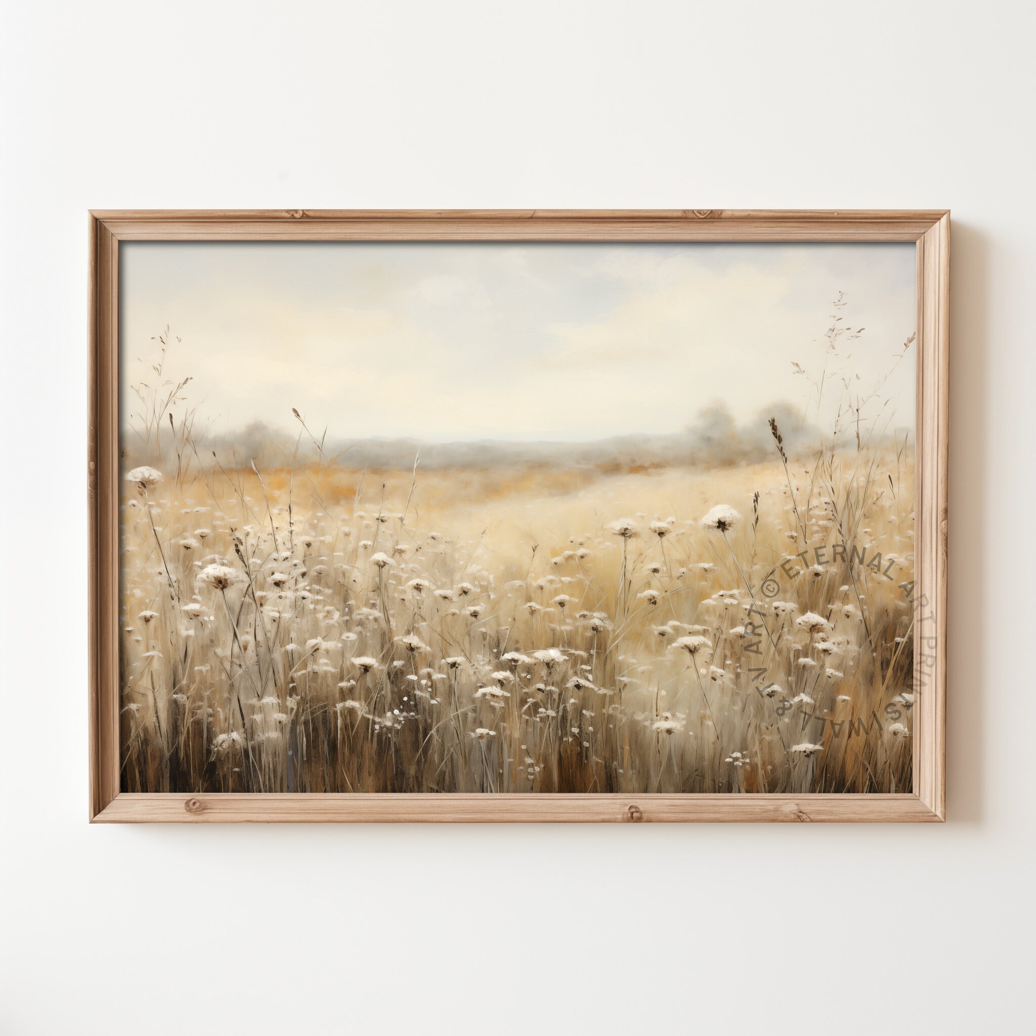 Printable Wildflower Field Landscape, Oil Painting, Vintage Landscape ...