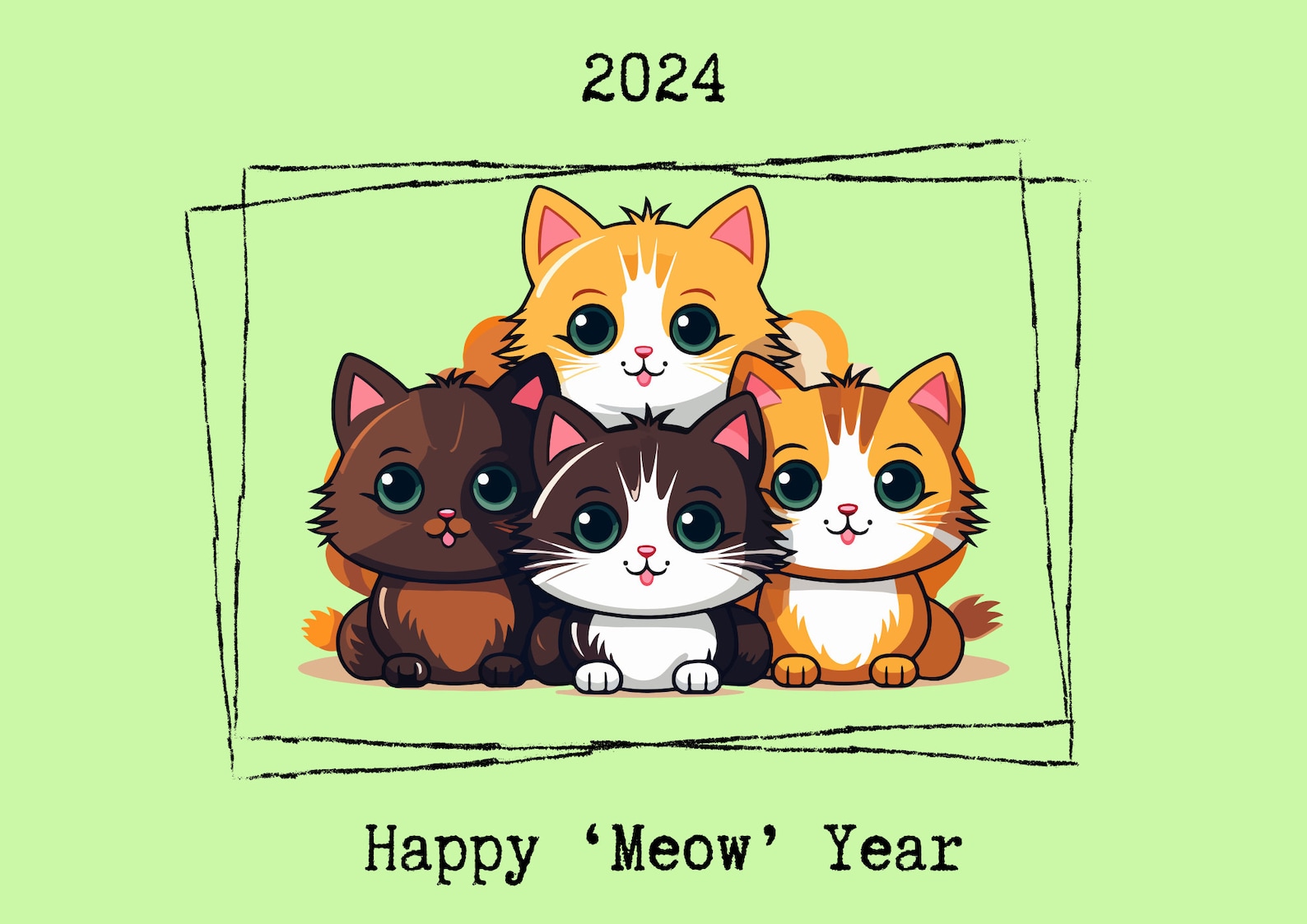2024 Cat-themed Printable Monthly Calendar Pastel Colour Calendar Cute ...