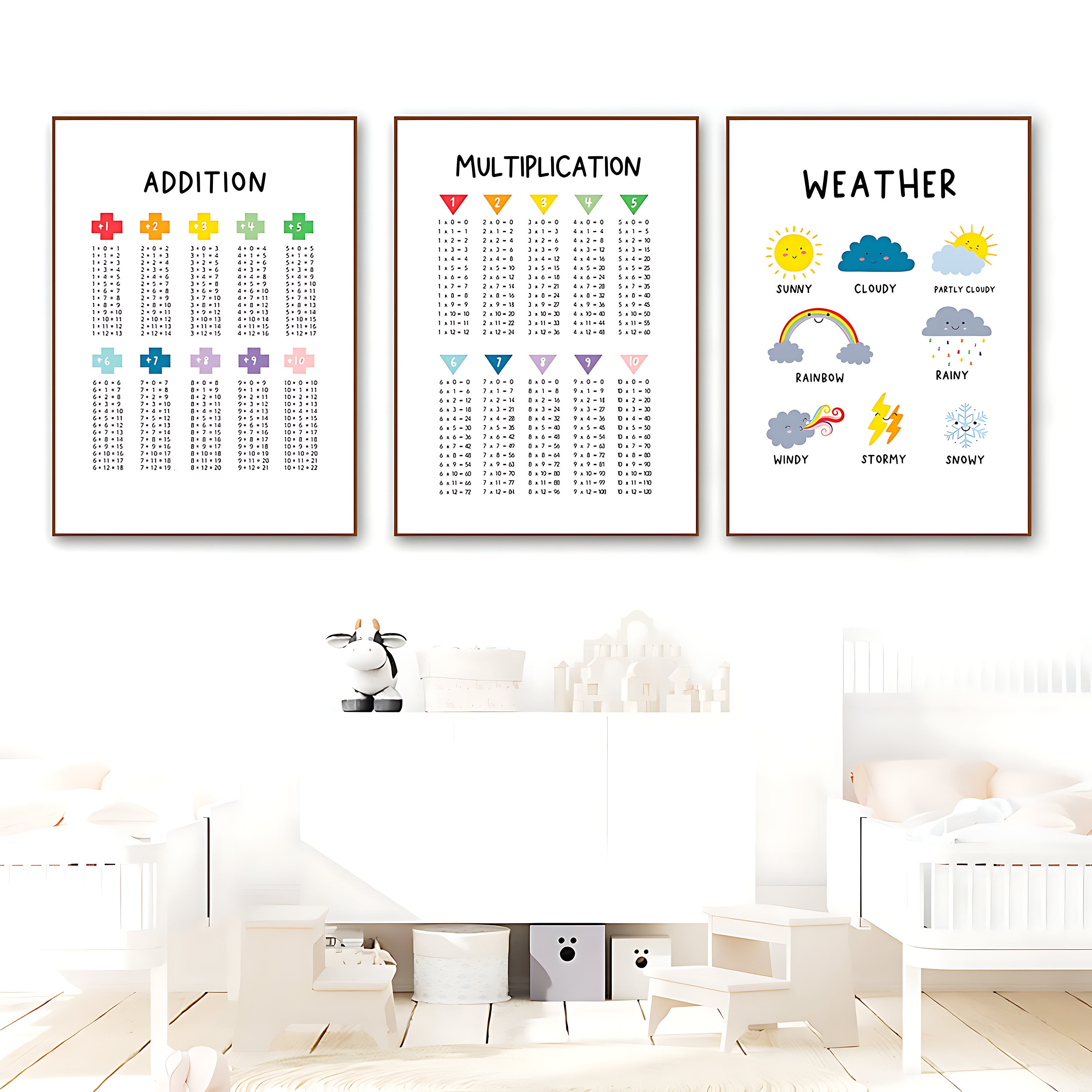 Set of 24 Alphanumeric Shapes Colors Education Kids Posters Nursery ...