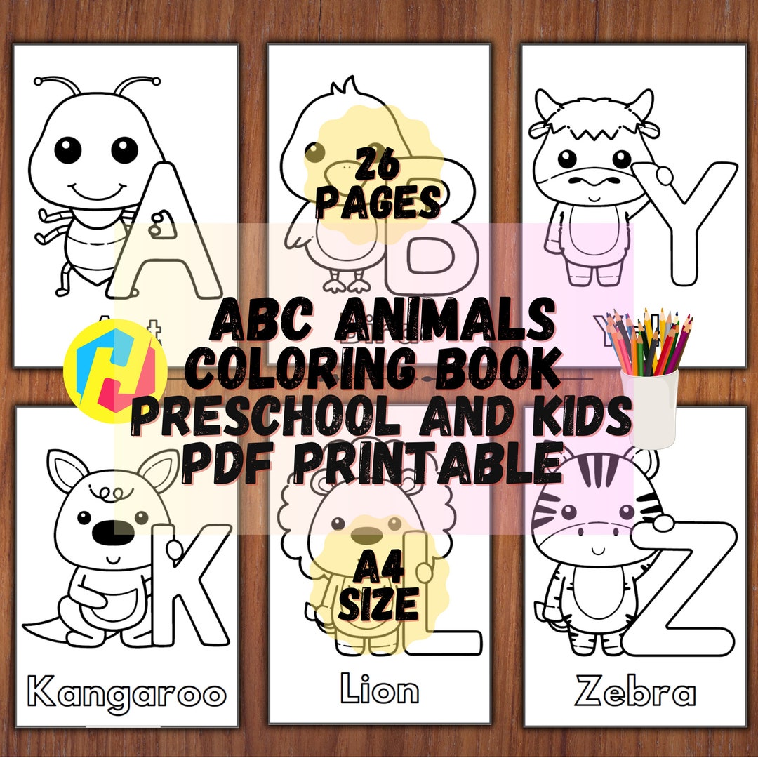 ABC Animals Coloring Book for Preschool Kindergarten Printable PDF, 26 ...