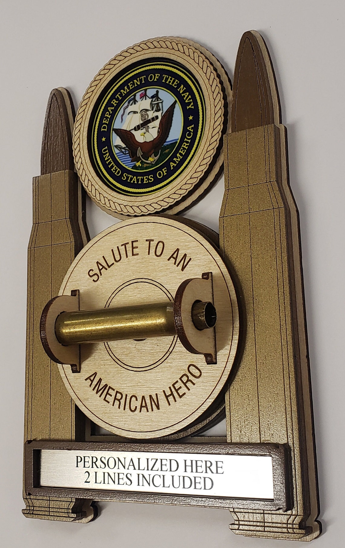 21 Gun Salute Funeral Shell Casing Wall Holder Army Navy Air Force ...