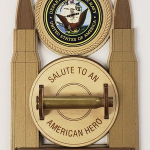 21 Gun Salute Funeral Shell Casing Wall Holder Army Navy Air Force ...