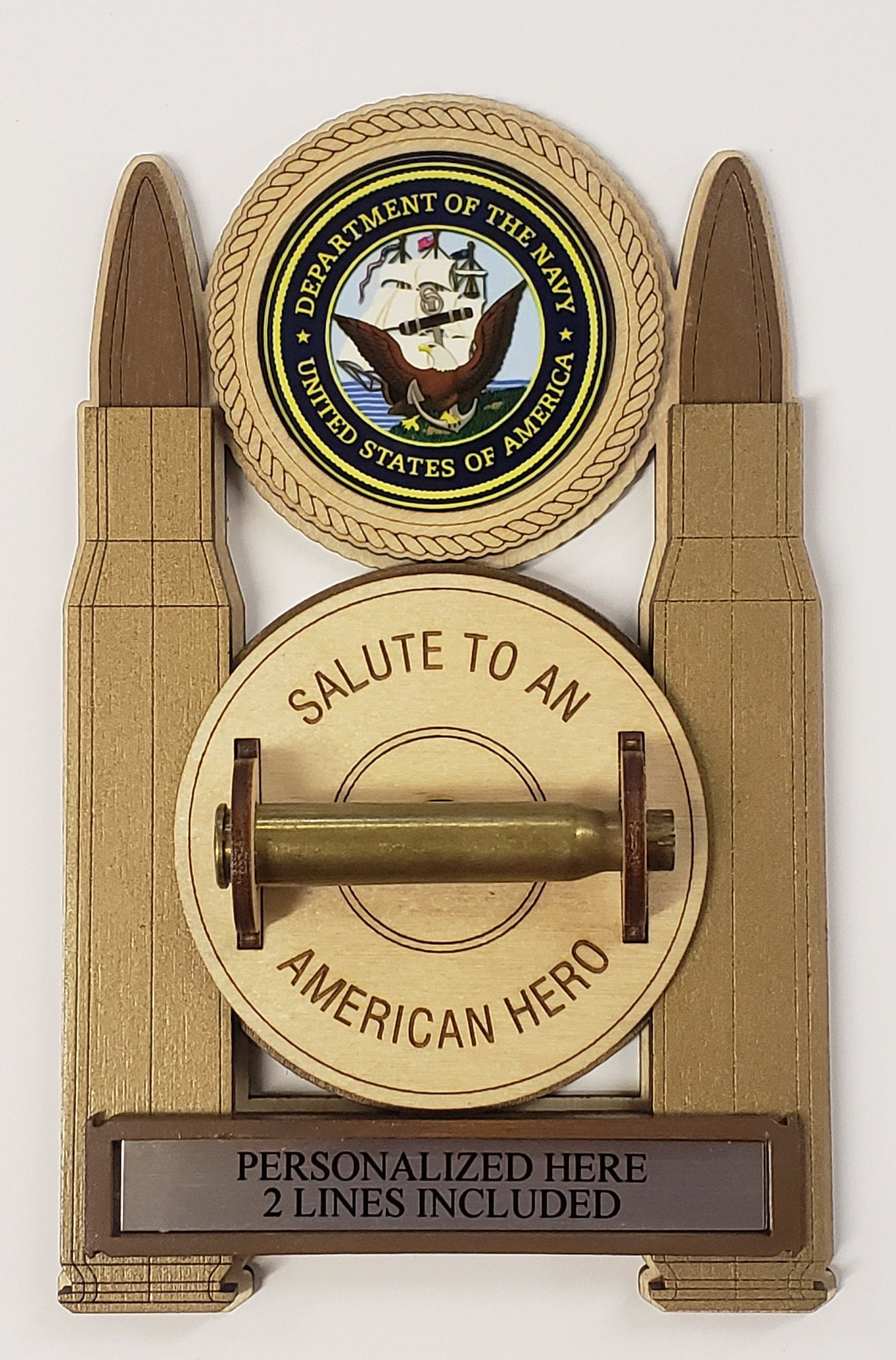 21 Gun Salute Funeral Shell Casing Wall Holder Army Navy Air Force ...