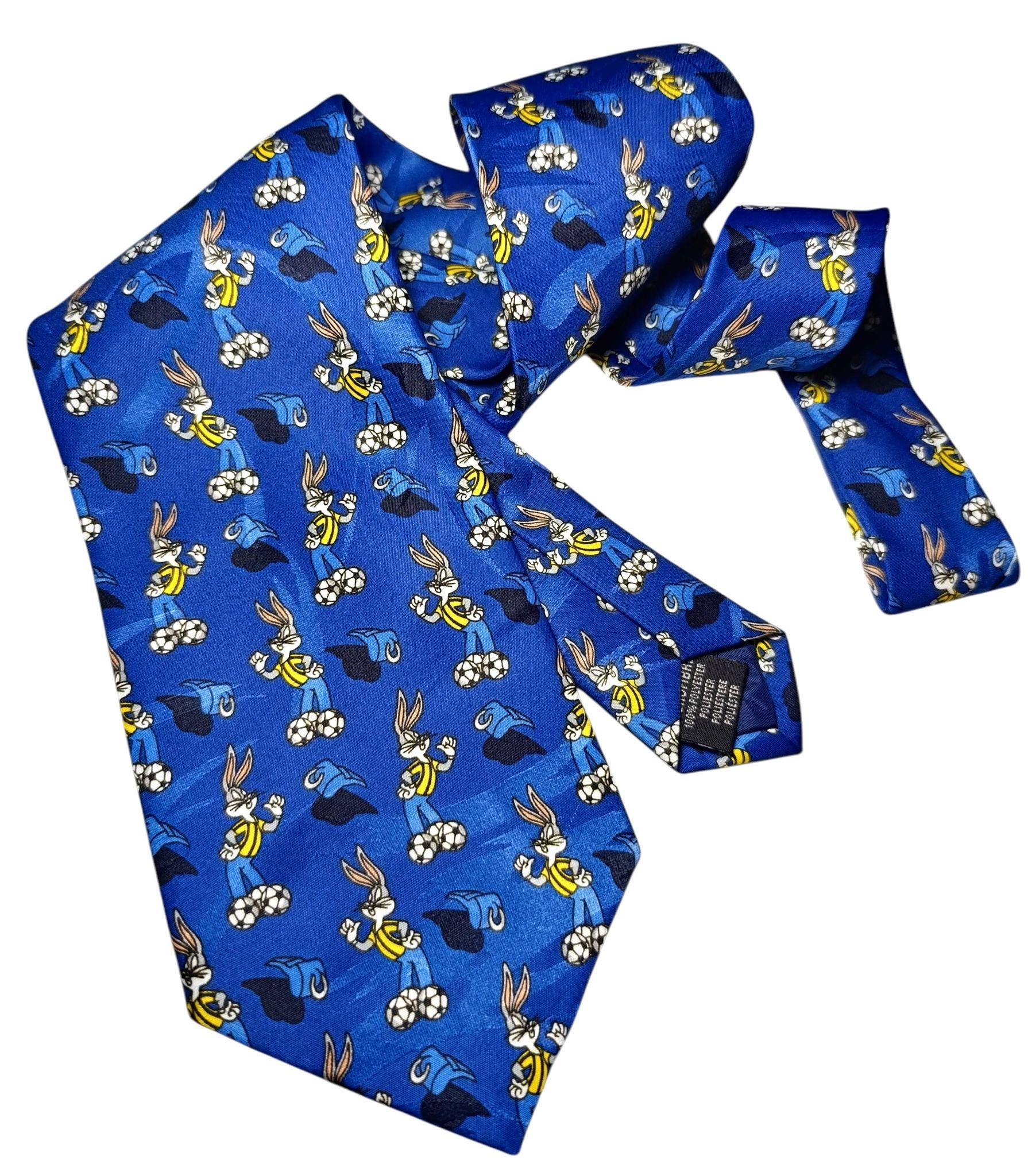 Rare 90s Looney Tunes Tie - Bugs Bunny Referee With Ball Design - Blue ...