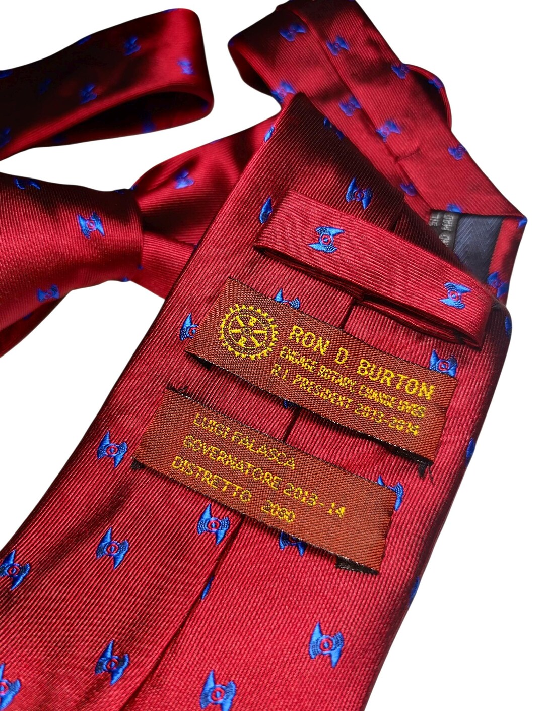 Vintage Rotary Club Tie 2013-14 Ron D. Burton Official Silk Jacquard ...