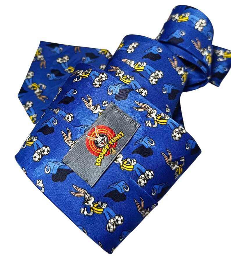 Rare 90s Looney Tunes Tie - Bugs Bunny Referee With Ball Design - Blue ...