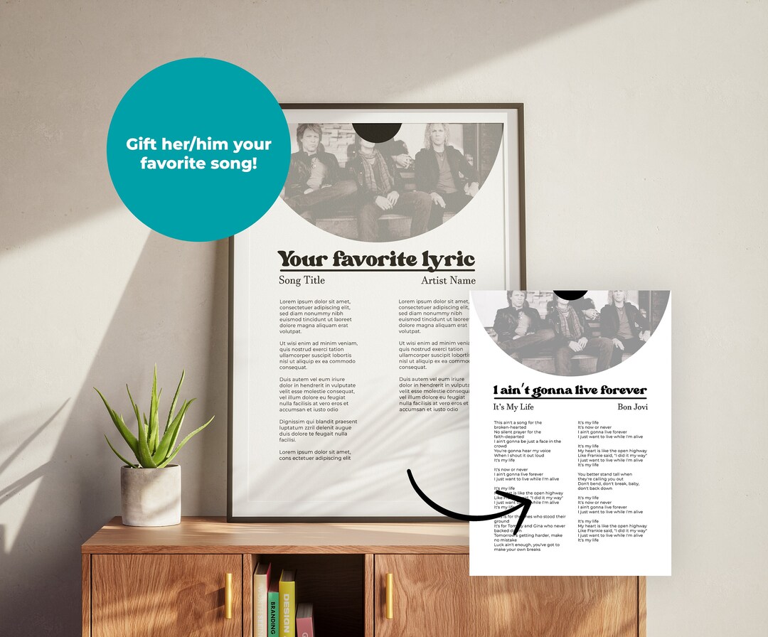 Personalized Lyrics Poster, Printable Lyric Poster, Personalized Gift ...