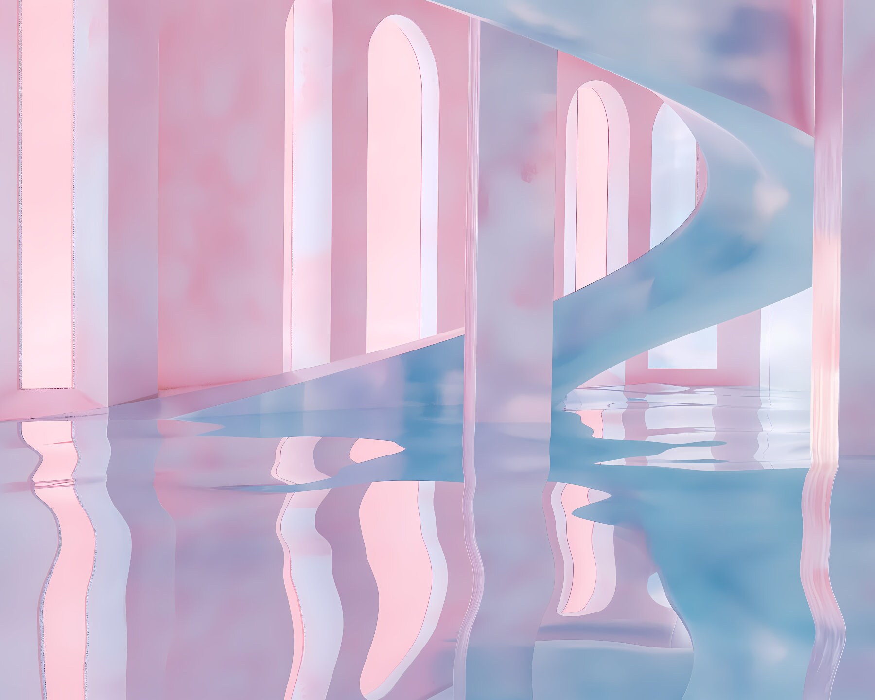 Vaporwave Aesthetic, Original Art, Soft Pink & Blue Spiral Abstract ...