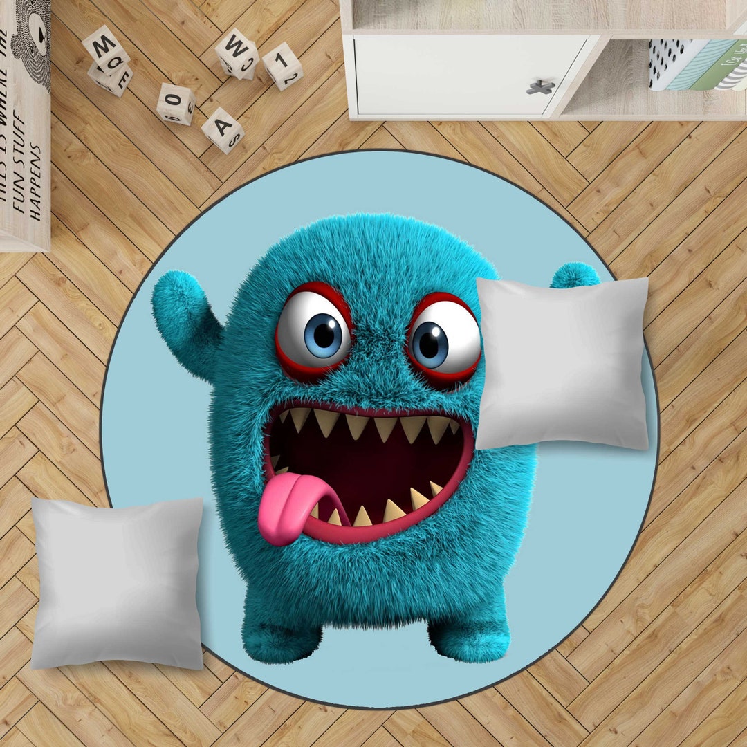 3D Monster Rug, Monster Design, Purple Monster, Cute Monster Rug, Smile ...
