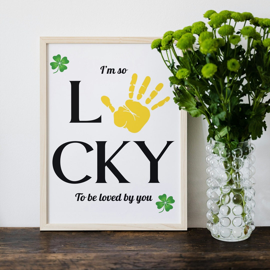 Lucky St. Patrick's Day Handprint Art, Printable Shamrock Craft, Four ...