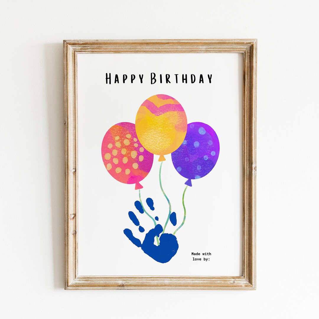 Handprint Balloons for Birthday, Printable Happy Birthday DIY Gift ...