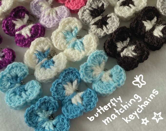 Crochet Butterfly Matching Keychains for Bestfriends Cute Accessories ...