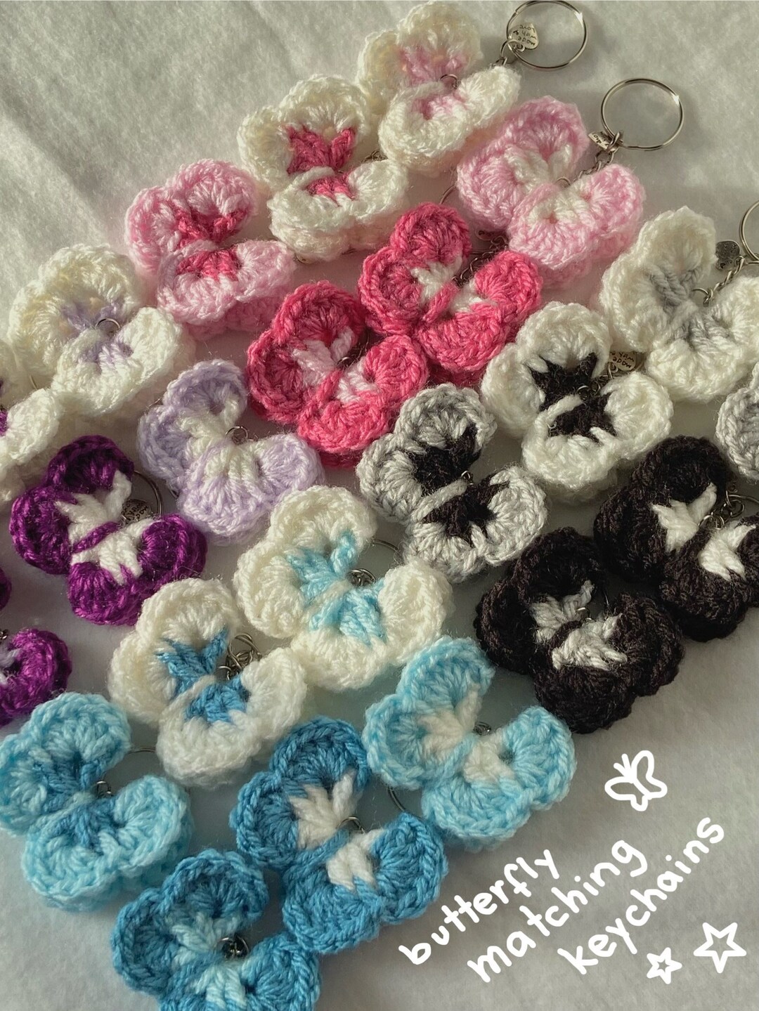 Crochet Butterfly Matching Keychains for Bestfriends Cute Accessories ...