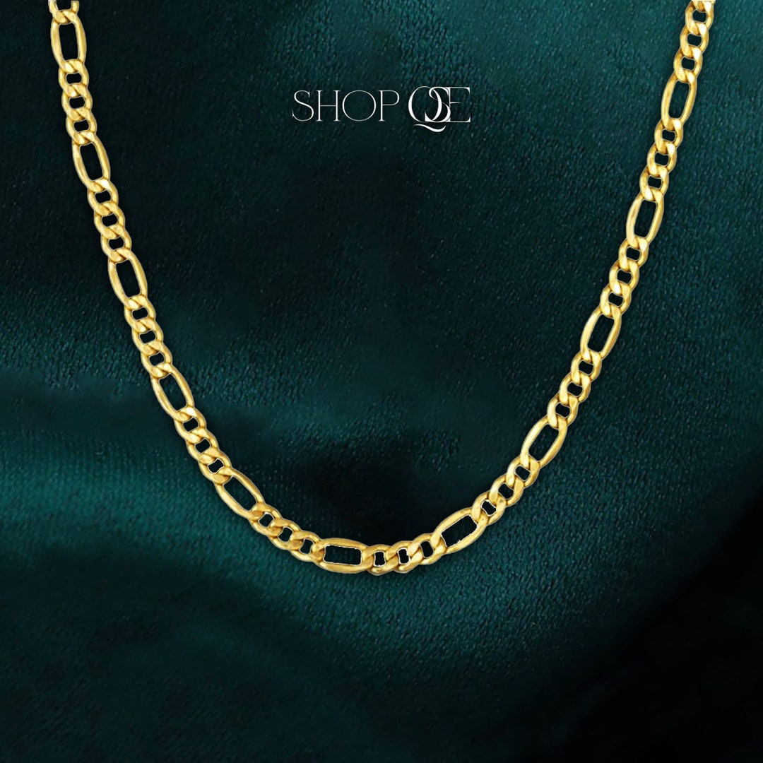 14K Gold Figaro Chain, Ladies Gold Chain, Mens Figaro 14k Chain, Figaro ...
