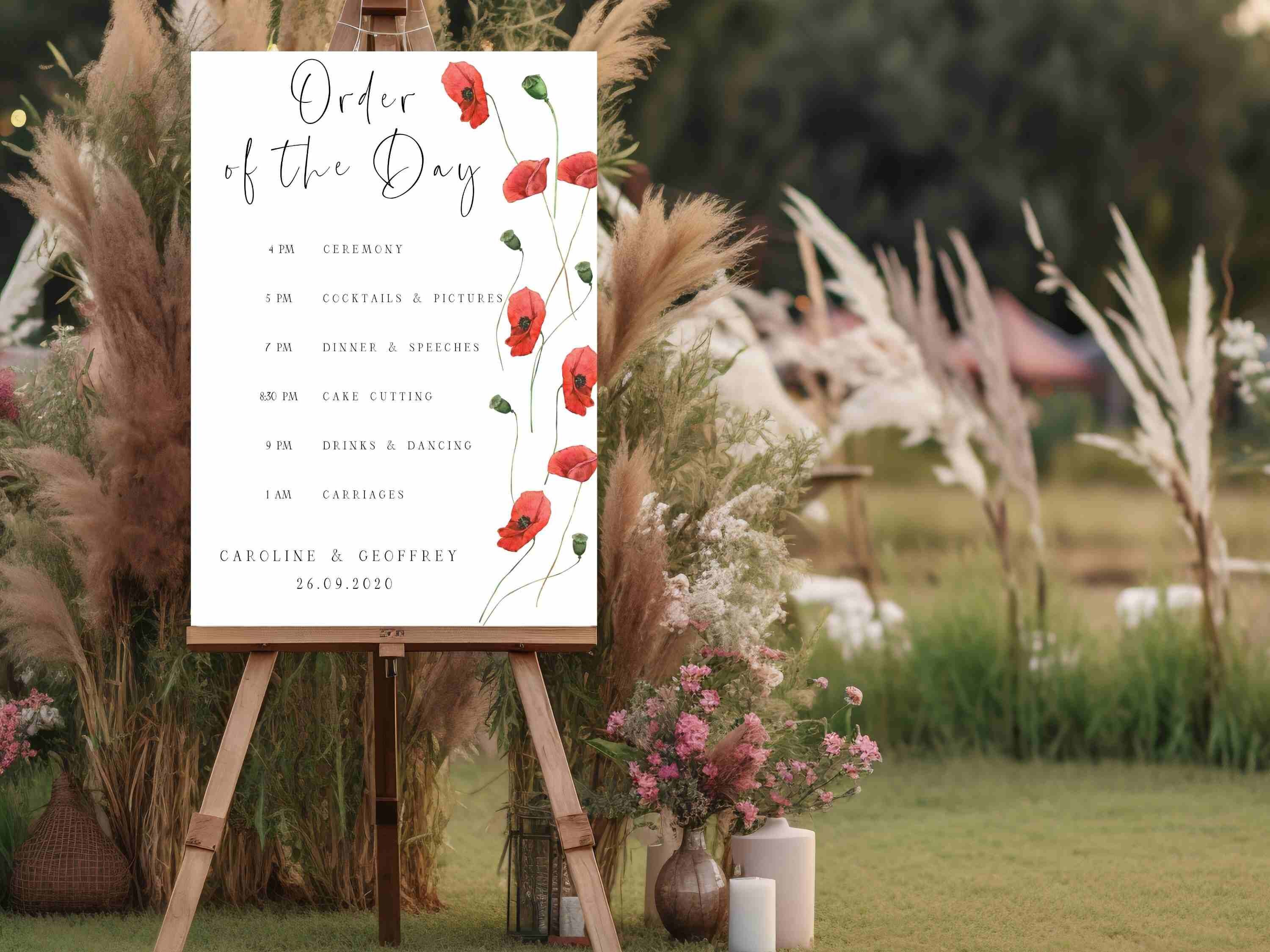 POPPY Timeline Poster Sign Template, Watercolor Poppy Programme ...
