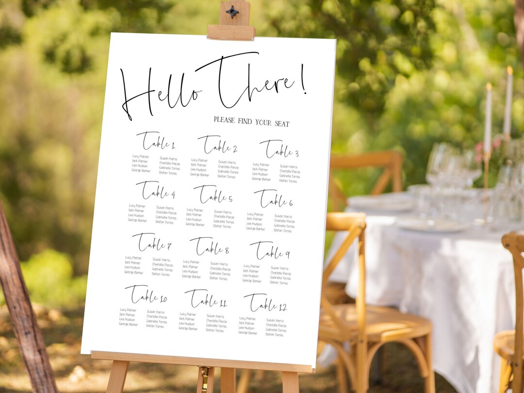 IRIS Wedding Seating Chart, Minimalist Seating Sign, Black and White ...