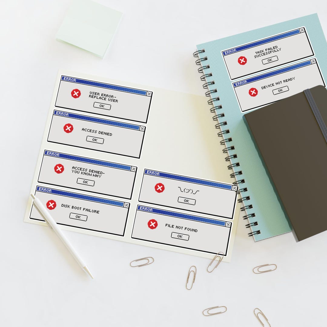 Windows Error Message Sticker Sheets - Perfect for Laptops, Journals ...