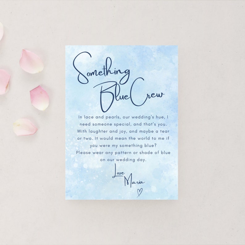 Will You Be My Something Blue Card Blue Crew Proposal Card Bridal Party ...
