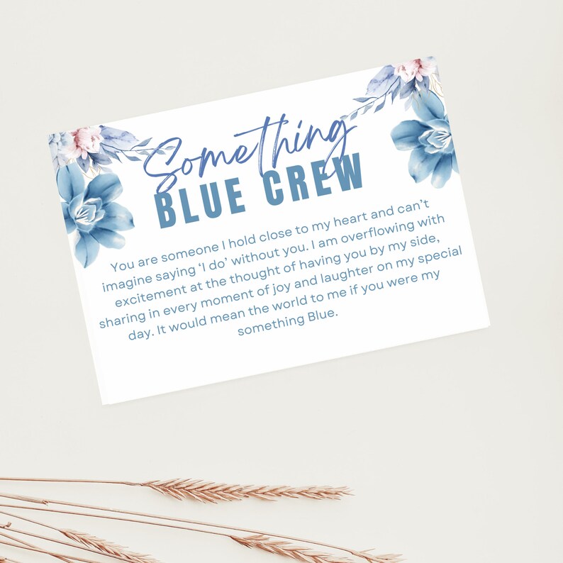 Will You Be My Something Blue Card Blue Crew Proposal Card Bridal Party ...
