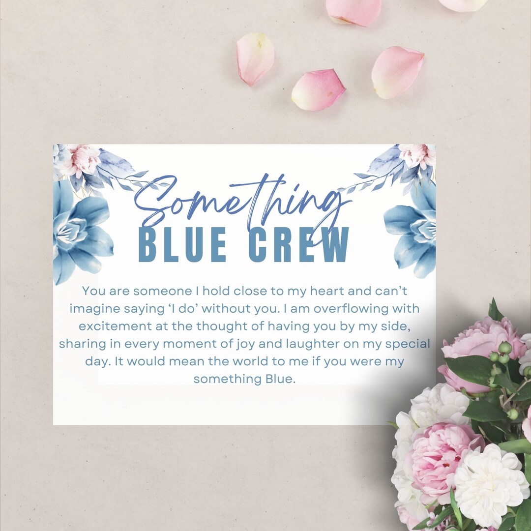 Will You Be My Something Blue Card Blue Crew Proposal Card Bridal Party ...