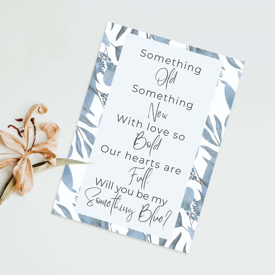 Will You Be My Something Blue Card Blue Crew Proposal Card Bridal Party ...