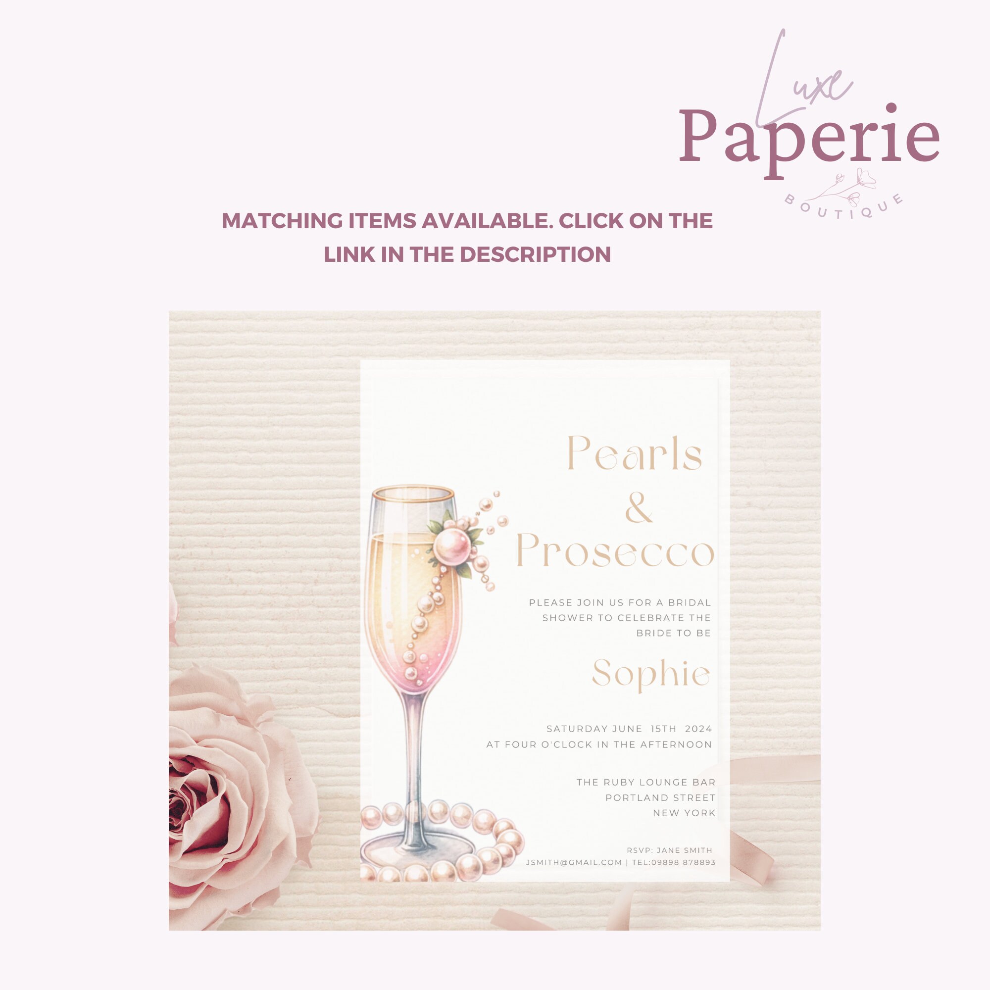 Bridal Shower Welcome Sign Pearls and Prosecco, Champagne Shower ...