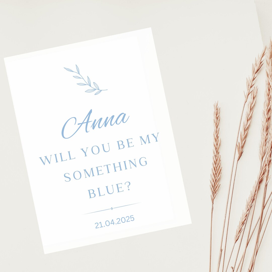Will You Be My Something Blue Card Blue Crew Proposal Card Bridal Party ...