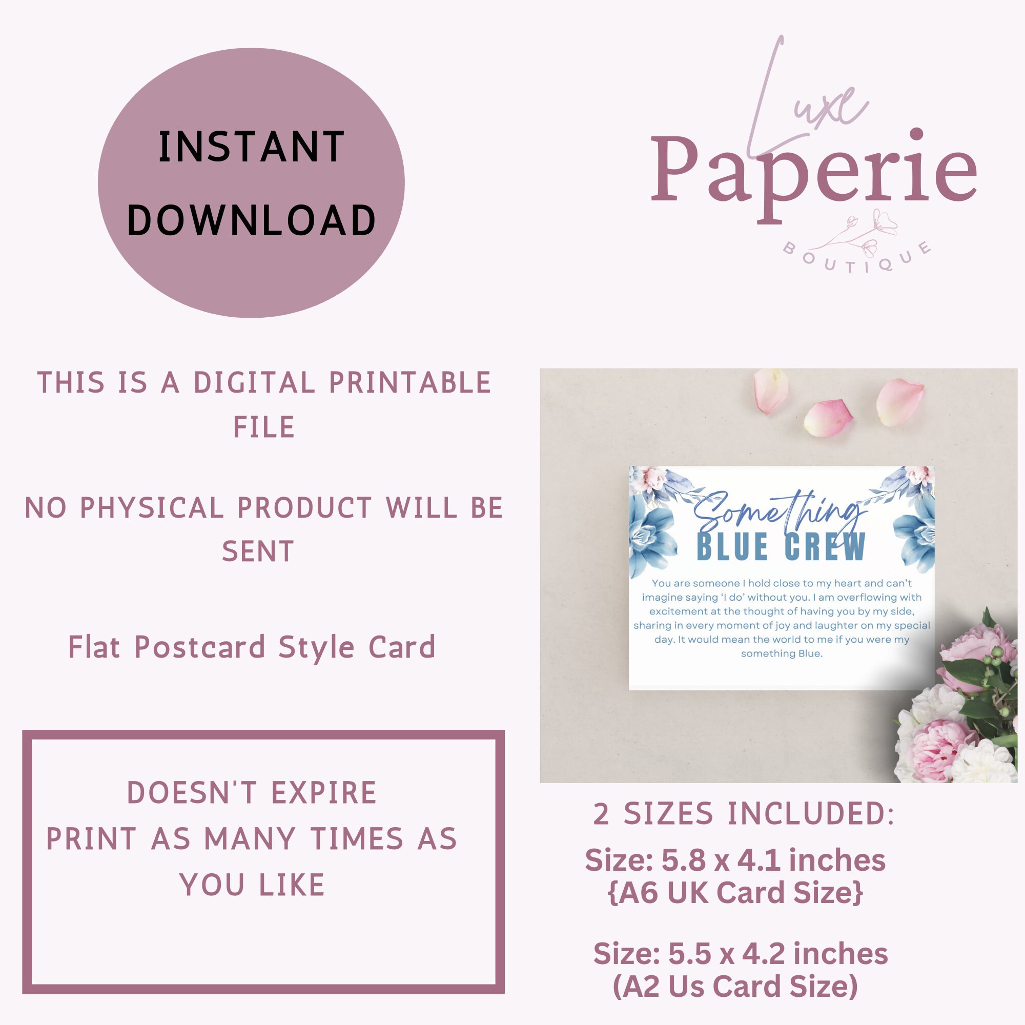 Will You Be My Something Blue Card Blue Crew Proposal Card Bridal Party ...